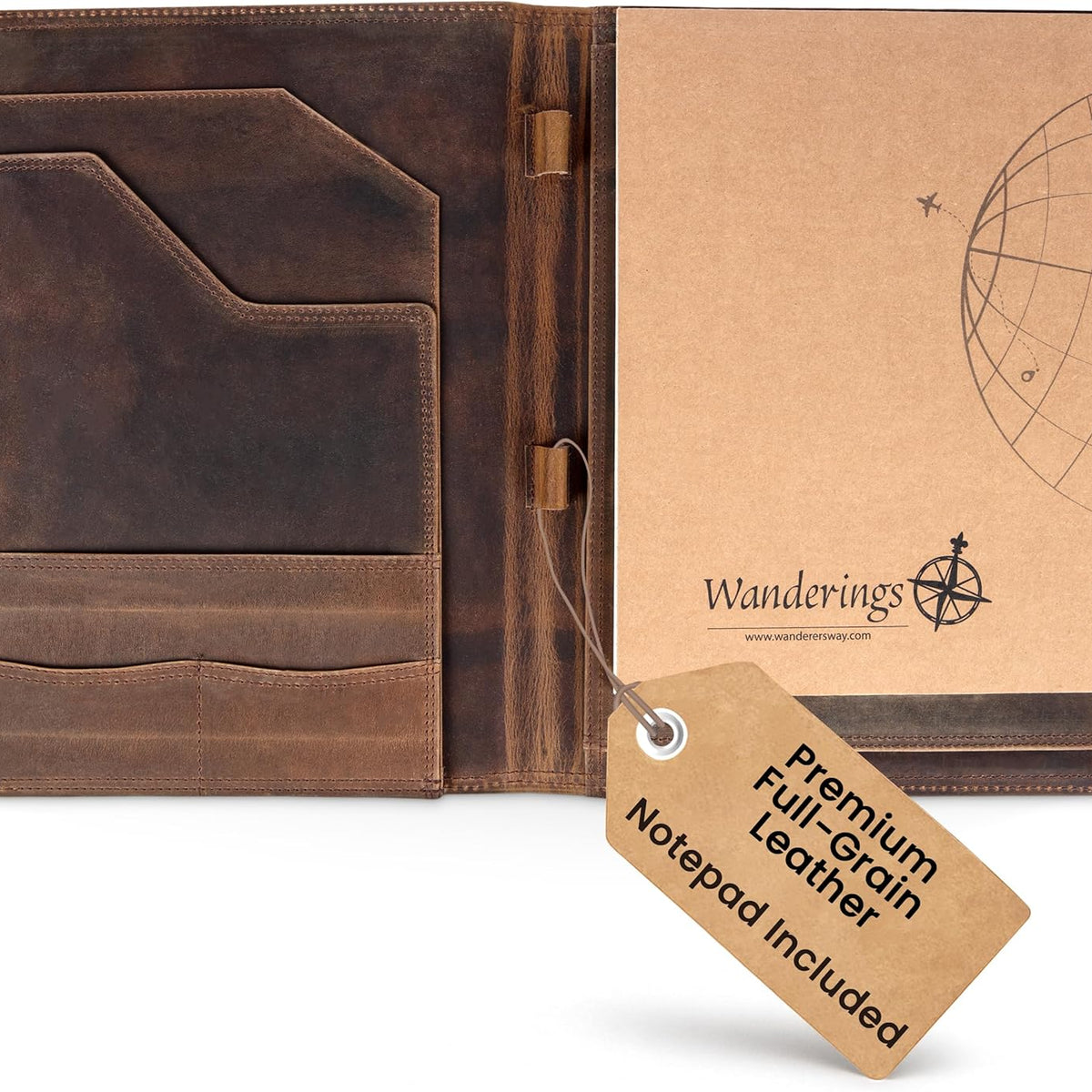 Vintage Leather Padfolio – Full-Grain, 10"x13", A4 Notepad Included ...