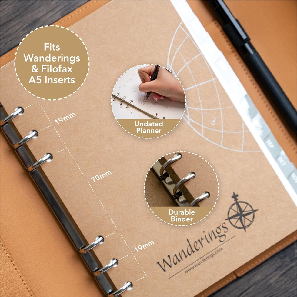A5 Leather 6-Ring Binder Journal | Wanderings