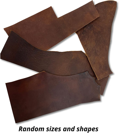 Brown Leather Remnants for Crafts – 3 lbs Full-Grain + 36" Cord ...